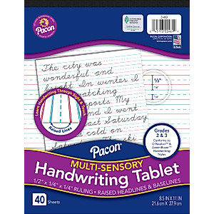 Pacon Multi-Sensory Ruled Handwriting Tablet, White