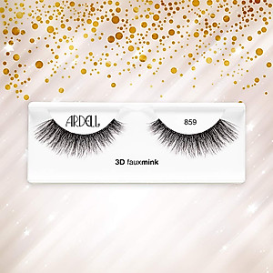 Ardell False Eyelashes 3D Faux Mink Lashes 859 - Lightweight Reusable Strip Lashes with Invisiband, Ultra-Fluffy Volume for a Natural Glam Look, 4 Pairs