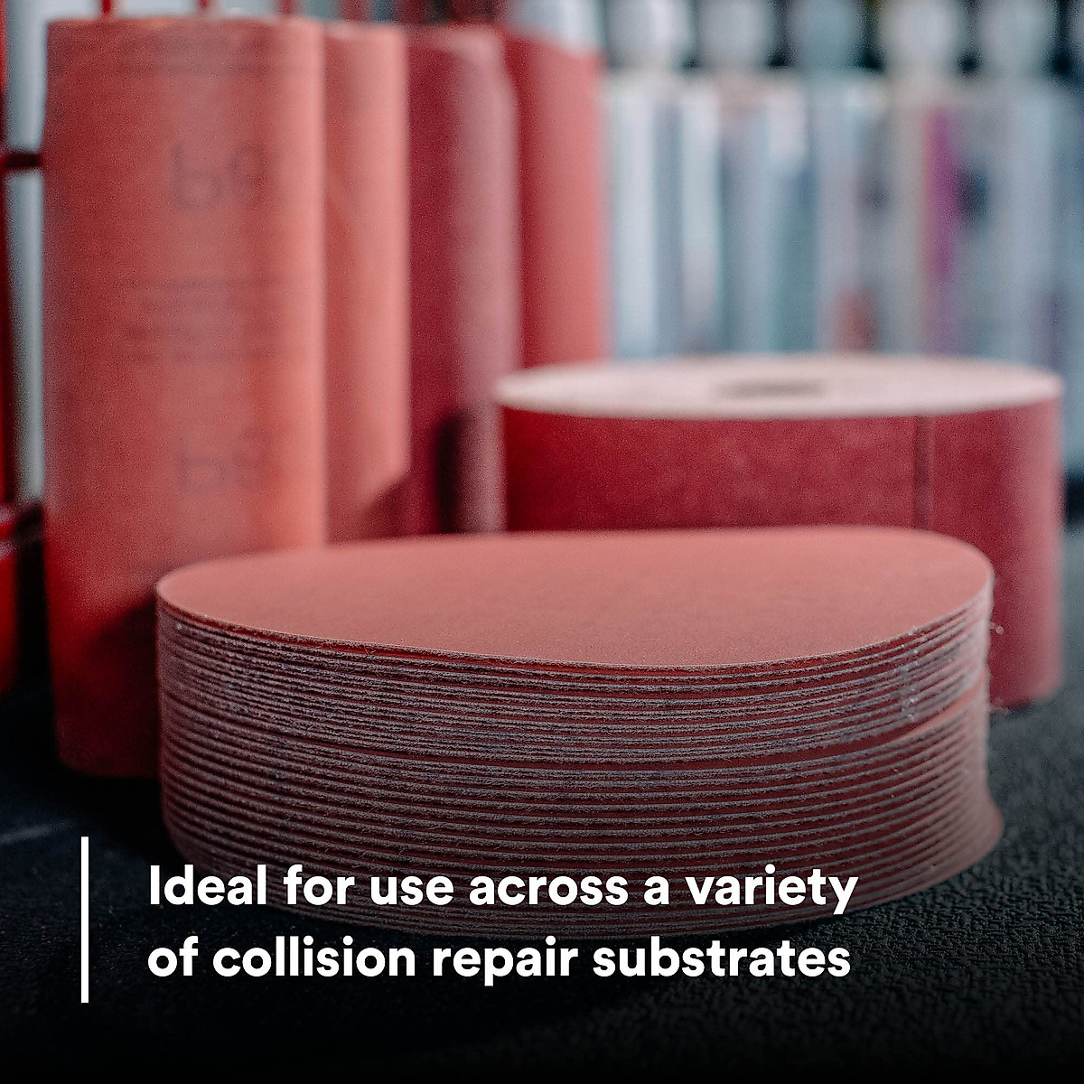 3M Hookit Red Abrasive Sanding Discs, 01261, No Hole, 6 in, 80+ Grade, Pack of 50 Discs, for Auto Sanding, Primer Sanding, E-Coat Sanding