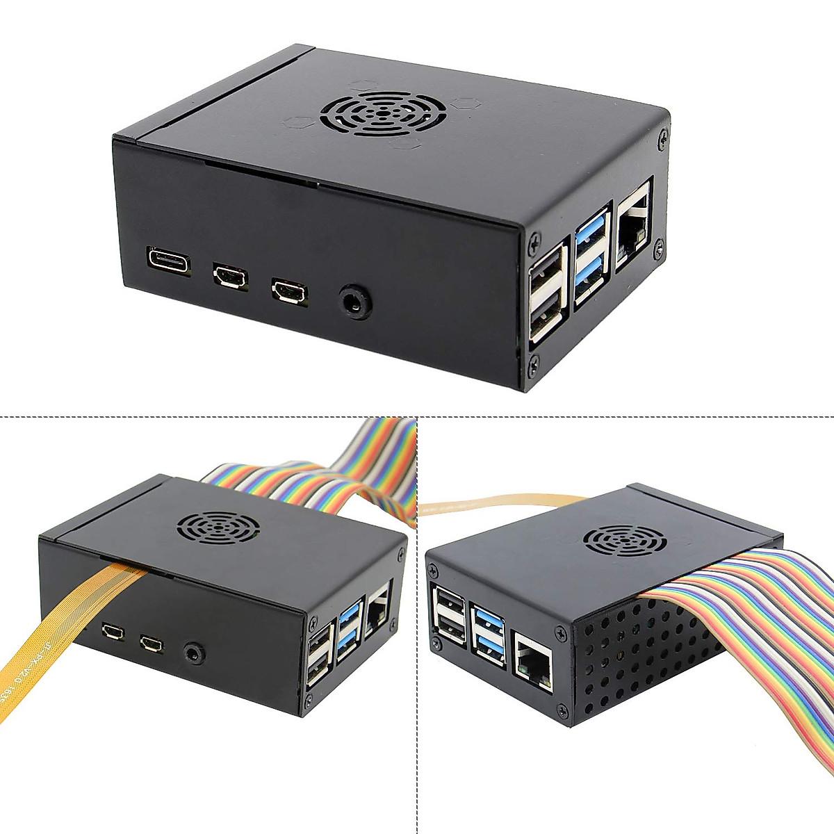 RICHEN Raspberry Pi 4 Case, Pi 4B Metal Case,Raspberry Pi 4 Model B Protective Metal Case with Cooling Fan and 3PCS Aluminum Heatsinks Compatible with Raspberry Pi 4B Computer Only (PI4B-CFH)