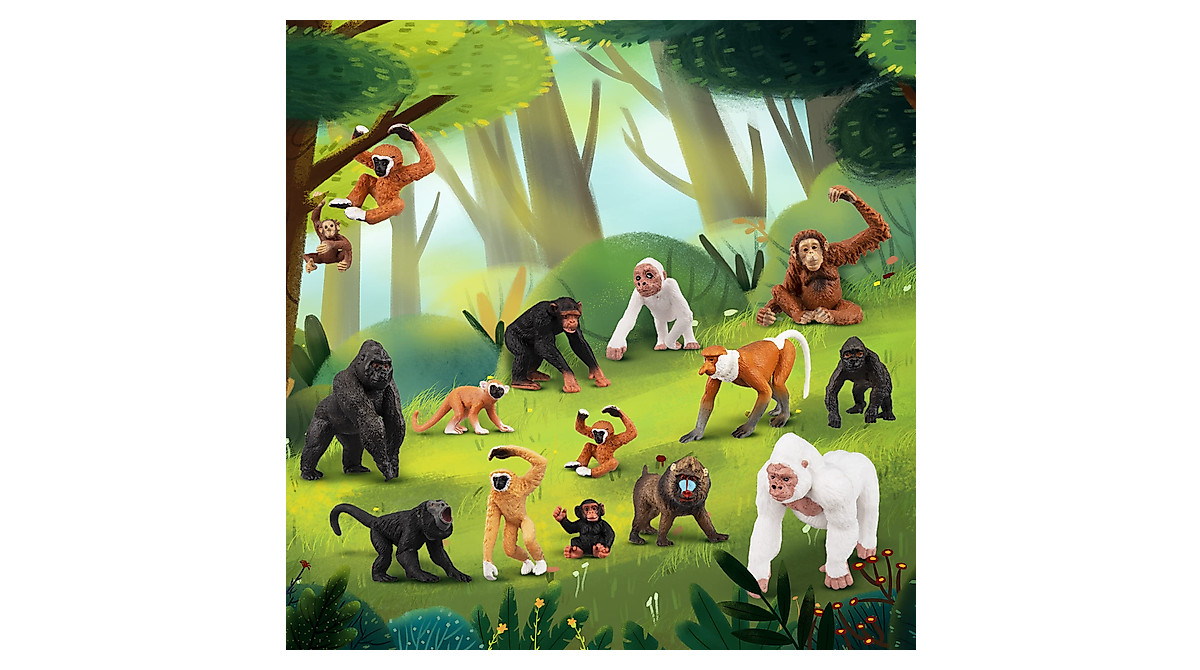 Toymany 14PCS Monkey Figurine Set for Kids