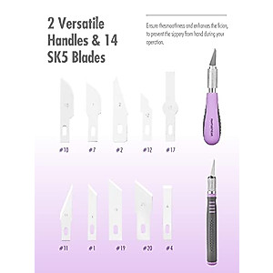 FantastiCAR Craft Knife Precision Cutter Hobby Knife Blades Set (18pcs) for Art Work, Scrapbooking, Stencil, Architecture Modeling, Wood Leather Working (Purple)