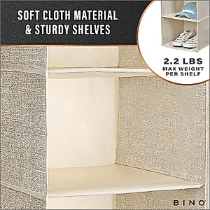 BINO 6-Shelf Sweater Closet Organizer - Beige | Closet Hanging Organizer for Bedroom | Hanging Sweater Storage Organizer | Hanging Shelves | Portable Closets for Hanging Clothes | Room Essentials