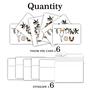 Cat Thank You Cards (6 Packs), Alphabet Thank You Cards for Cat Lovers