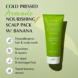 RATED GREEN Cold Brew Avocado Nourishing Scalp Pack with Banana - Korean Hair Conditioning Mask - Deep Hydrating Treatment for Dry Damaged Hair (6.76 Fl. Oz)