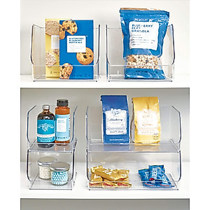 iDesign Linus Stacking Organizer Bins for Kitchen, Pantry, Office, Bathroom- Medium-Clear