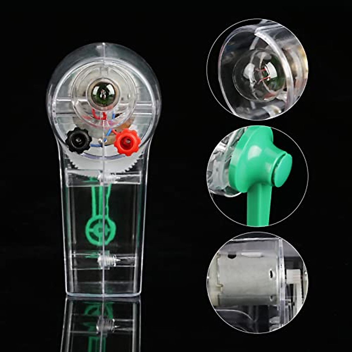 Cryee Handheld Electricity Generator Hand Crank Driven Electric Generator Model, Mechanical Emergency Power Supply Generator Experiment Toy DIY Manual Crank Generator for Home School Display