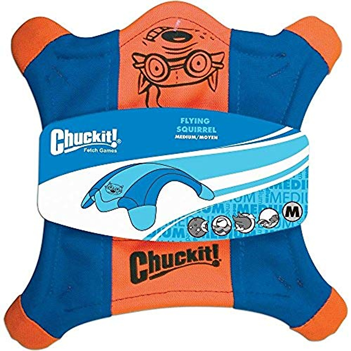 Chuckit! Flying Squirrel Spinning Dog Toy, Large (Orange/Blue), Multi Colored, for Medium breeds