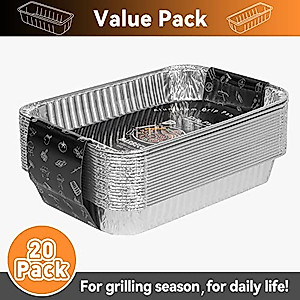 SHINESTAR 20-Pack Drip Pans for Weber, Grill Accessories for Weber Genesis, Spirit, Q Series, Disposable Aluminum Foil Grease Tray Liners, 8.5 x 6 Inch
