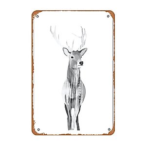 B And W Deer Metal Signs Decoracin Vintage Metal Tin Signs 12x8 Inch Iron Painting Wall Decor Restaurant Bar Cafe Club Kitchen Decor Tin Painting