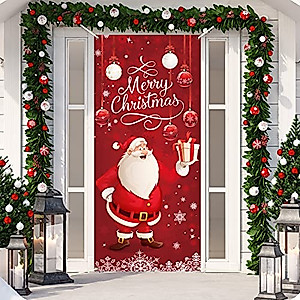 Santa Claus Door Cover Decorations Xmas Hanging Wall Decoration Sign Front Door or Indoor Home Decor for Merry Christmas balls Party Supplies