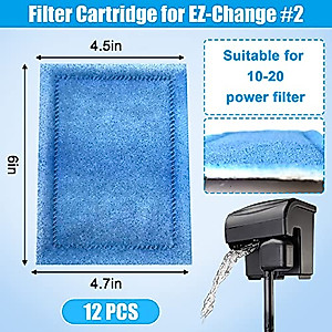 ZBOLI No.2 Aquarium Filter Cartridge Compatible with 10-20 Gallon Power Filters,EZ-Change #2 Fish Tank Filters Cartridge,Marineland Filter b Replacement,for AquaTech 10 to 20,12 Pack
