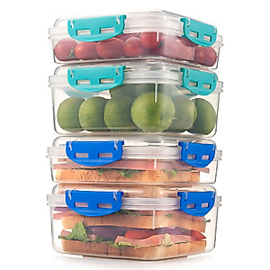 4 PCS Sandwich Containers - 100% Airtight & BPA-Free & Microwave and Dishwasher Safe Kitchen Storage Containers with Upgraded Snaps, Included 2 heightened Sandwich Containers for Lunch Boxes and 2 normal version