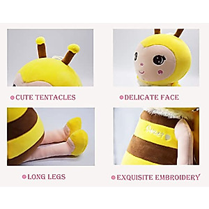 BABOLI Emotional Support Bee Stuffed Animal with Smile Face and Yellow Wings Soft Plush Fuzzy Bumblebee Toy Pillow Pretty Sweet Gifts for Honey Kids or Stuff Collection 12 Inches