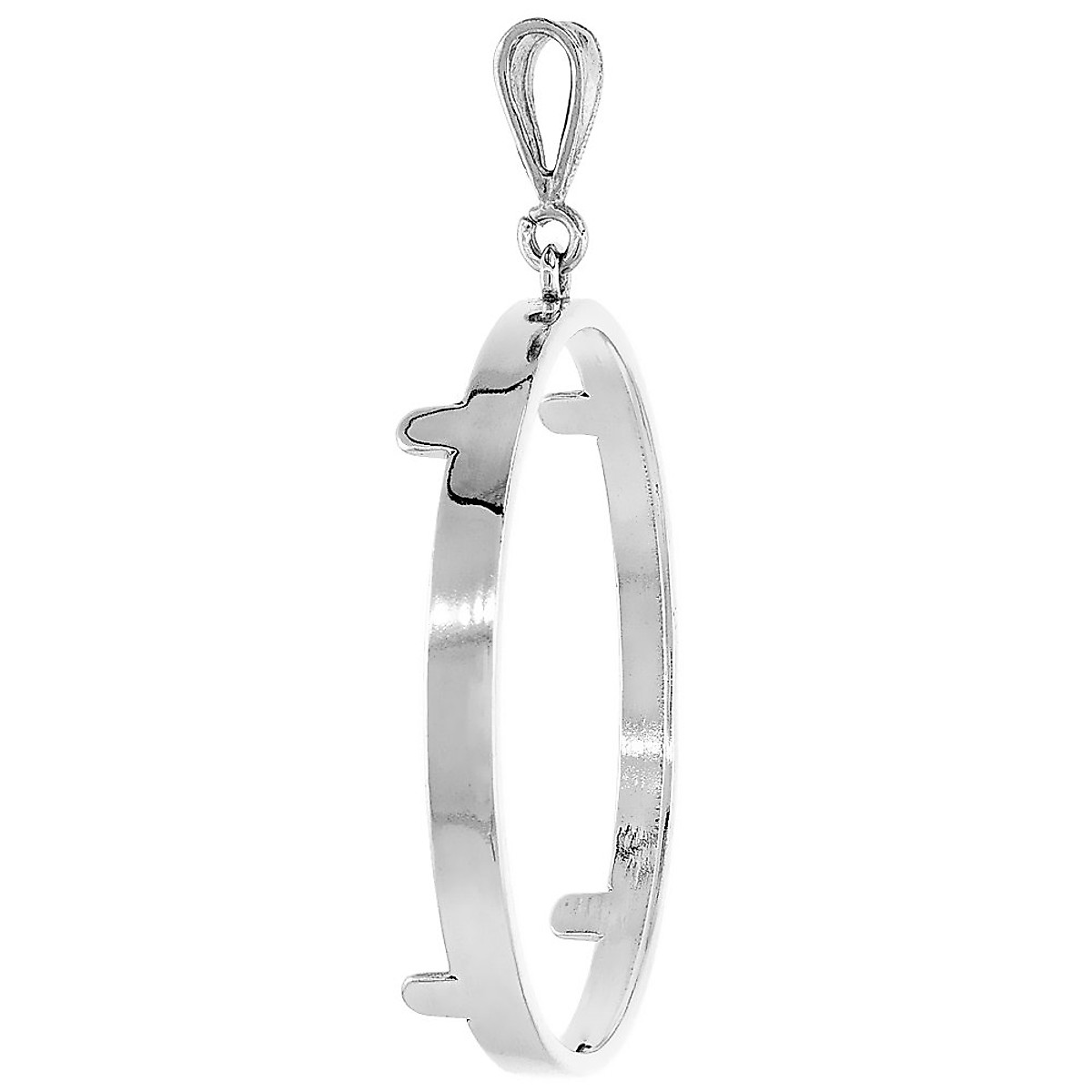 Sterling Silver Silver Eagle Bezel 41 mm Coins Prong Back Square Edge 1 oz Coin NOT Included