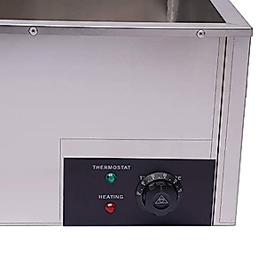 6 Pot Commercial Food Warmer 110V Buffet Food Warming Tray, 850W Countertop Electric Table Steamer Stainless Steel Soup Pot 30 to 85° Adjustable 6-Pan Food Warmer for Catering, Restaurants