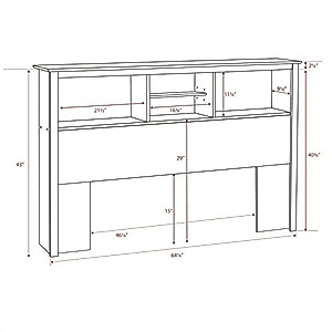 BOWERY HILL Modern Wood Full Queen Bookcase Headboard in White