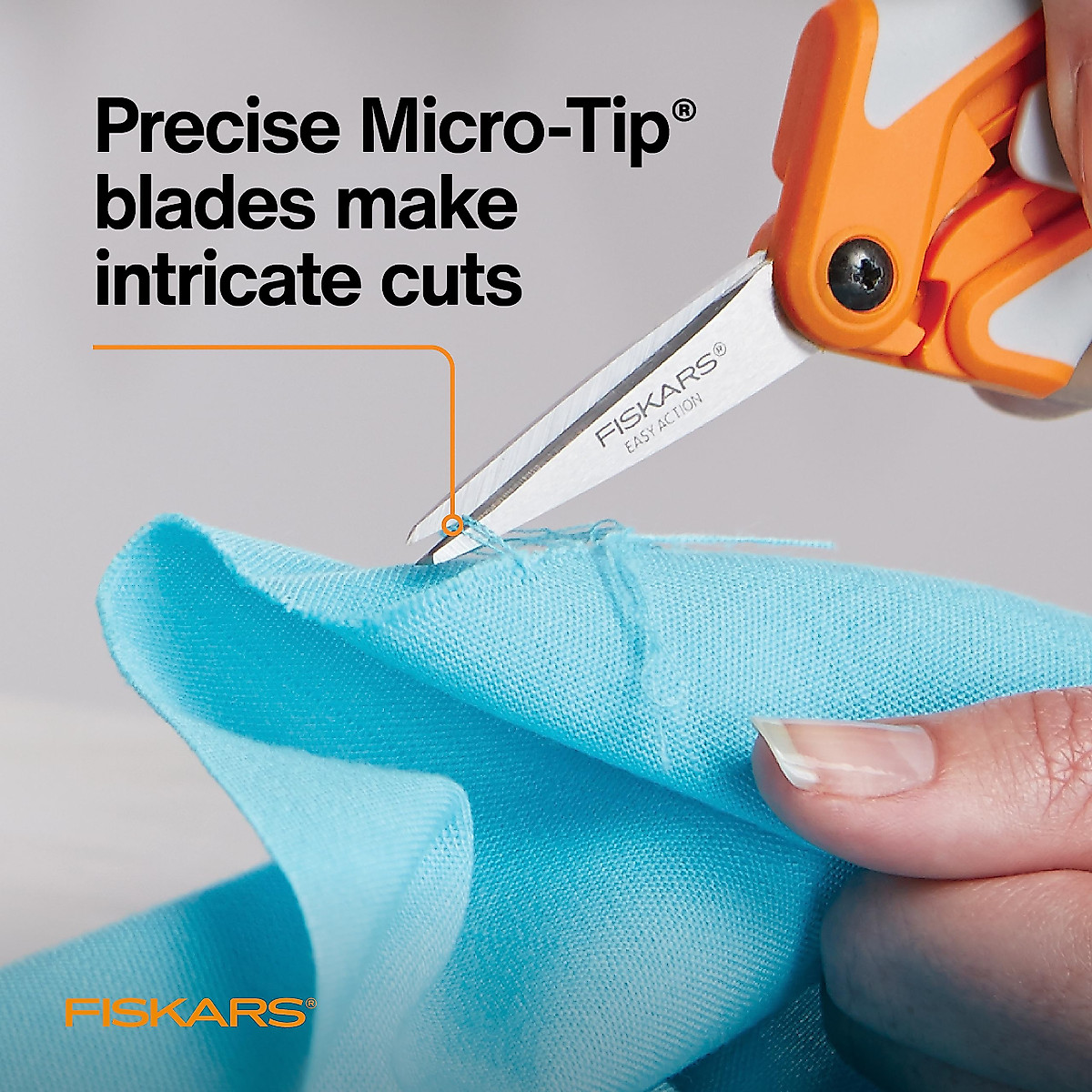 Fiskars 190500 RazorEdge Micro-Tip Easy Action Shears, 5 Inch, Orange and Gray