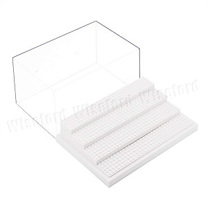 Tingacraft Acrylic Display Case (9.5 x 6.1 x 5.1 inch) Clear Box for Minifigures, White