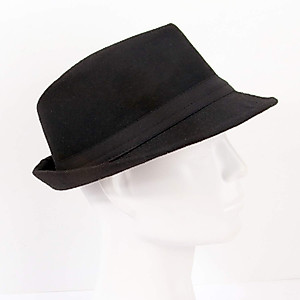 Melesh Unisex Classic Trilby Fedora Hat (Black)