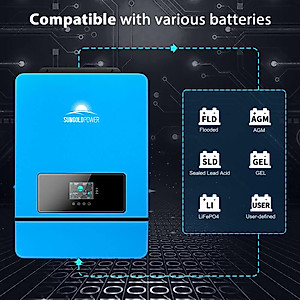 SUNGOLDPOWER 8000W 48V Hybrid Inverter, Built-in 2 MPPT Solar Controllers, Max 200A Battery Charging, AC Input/Output 120V/240V(settable),Pure Sine Wave Inverter(Parallel/WiFi/BMS COMM) UL1741