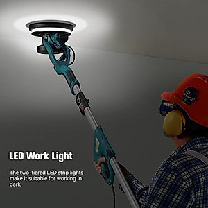 Drywall Sander, WAABENN Foldable Retractable Wall Sander 750W, 800-1750rpm speed, 6 Adjustable Speeds, 12pcs Sandpaper, LED Light with Automatic Vacuum System