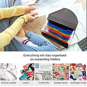 13 Pockets Small Accordion File Organizer, Expanding File Organizer Small for Coupon, Receipt, Ticket, Tax Item, Bill File, Paper Scraps