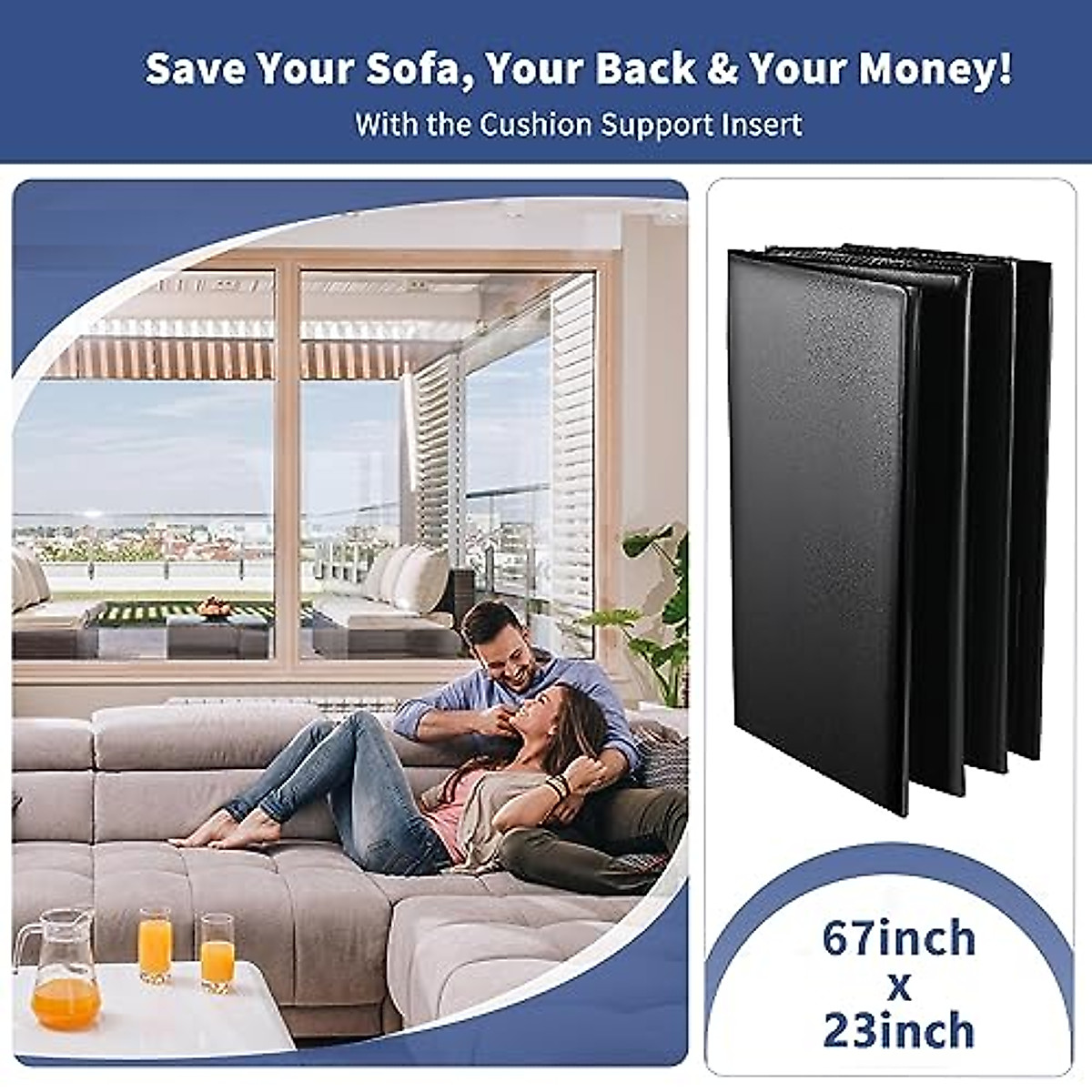 Imperius Wider Couch Cushion Support for Sagging,23 x 67 Heavy Duty Engineered Wood Sofa Cushion Support Board,Couch Supports for Sagging Cushions,Replacement Fix Sagging Cushions