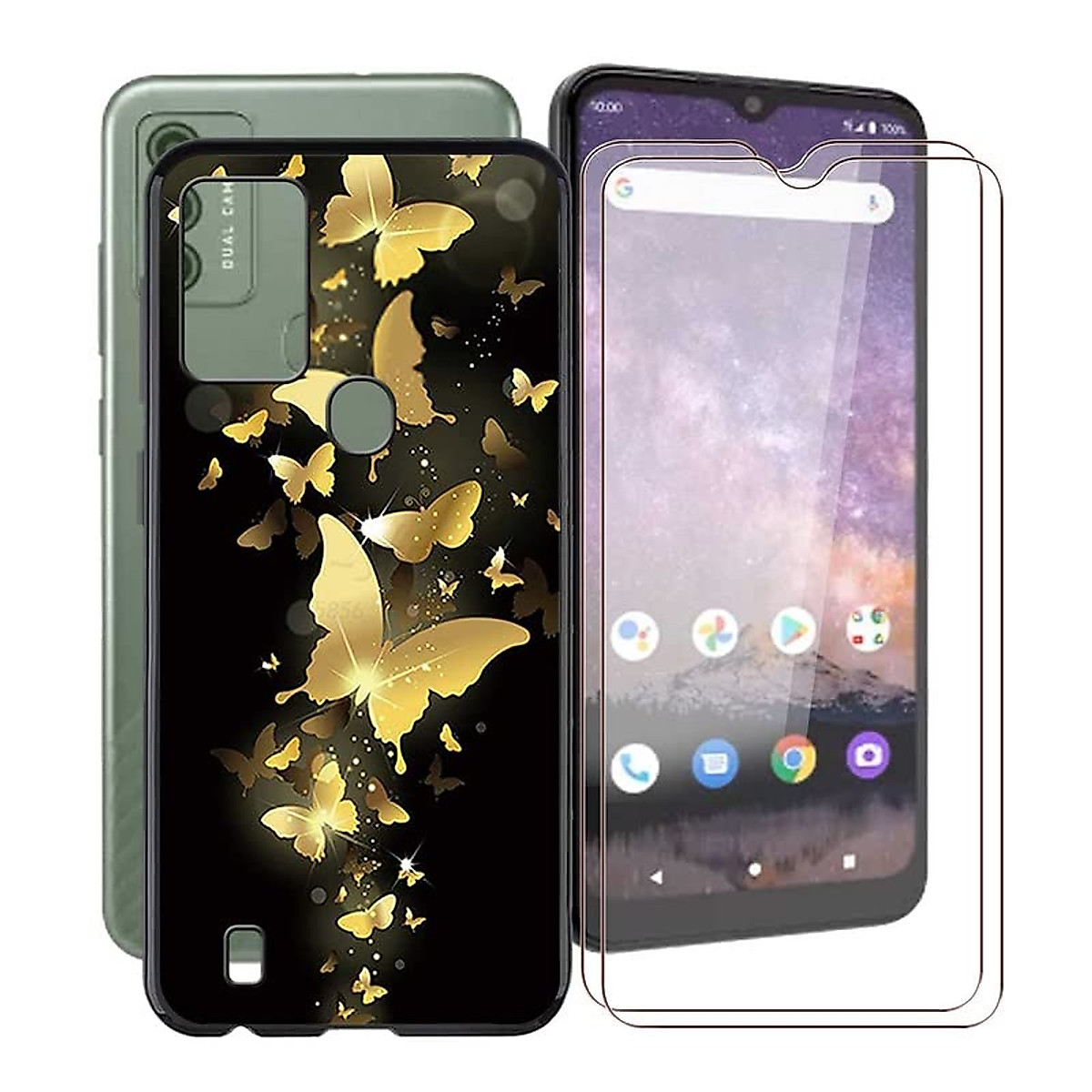 HGJTF Phone Case for Wiko Voix/U616AT (6.50") with [2 X Tempered Glass Screen Protector], Ultra-Thin Soft Silicone Bumper Shell Shockproof TPU Black Cover for Wiko Voix/U616AT - WMA30