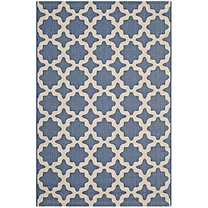 Modway Cerelia Moroccan Trellis 8x10 Indoor and Outdoor In Blue and Beige