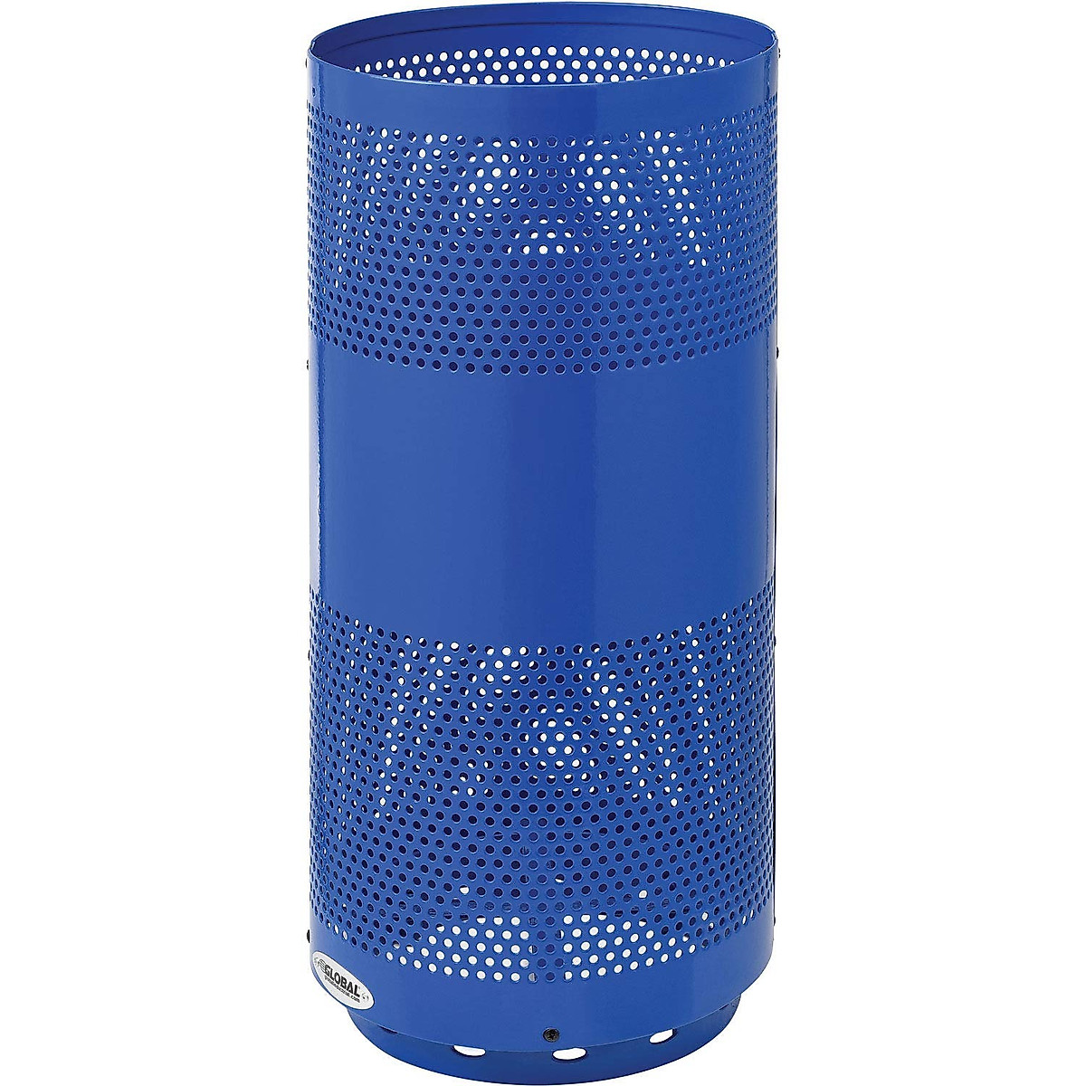 Global Industrial 20 Gallon Perforated Steel Receptacle with Flat Lid, Blue