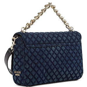 Guess Women's G Lux Denim Quilted Flap-Over Crossbody Handbag