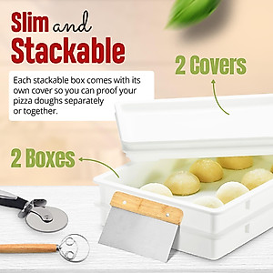 YAANI Pizza Dough Proofing Box Set, Pack of 2 Stackable Bread Proofing Box with Lids, Pizza Wheel, Dough Whisk, Dough Scraper, Perfect for Pizza Dough, Sourdough, Food Storage Container