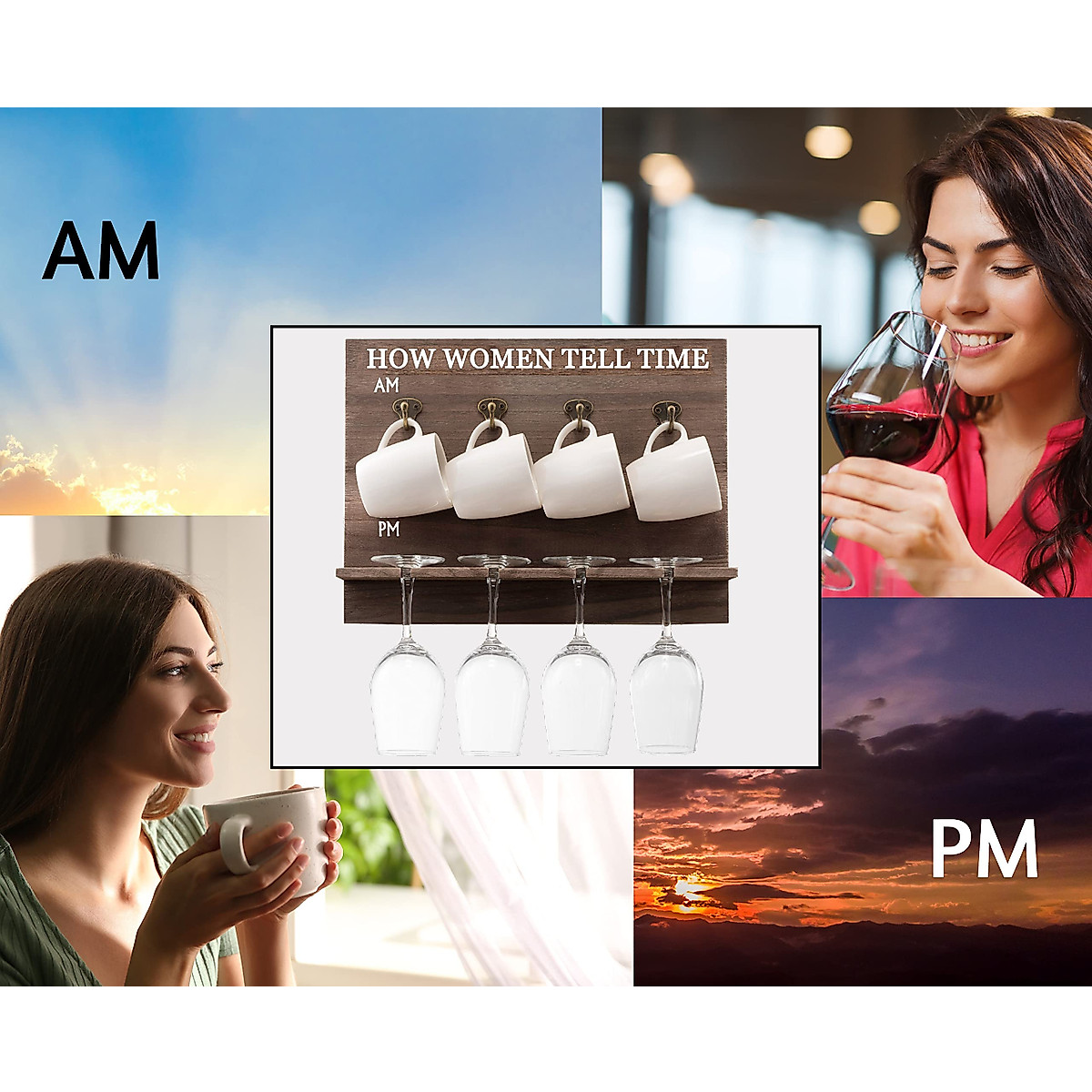 Mothers Day Gifts for Women - Unique Funny Wine Gift for Mom - Great Gift Idea for Moms, Sister, Wife, Aunt, Mother in law - Womans Birthday Presents - Includes 4 Wine Glasses and 4 Coffee mugs