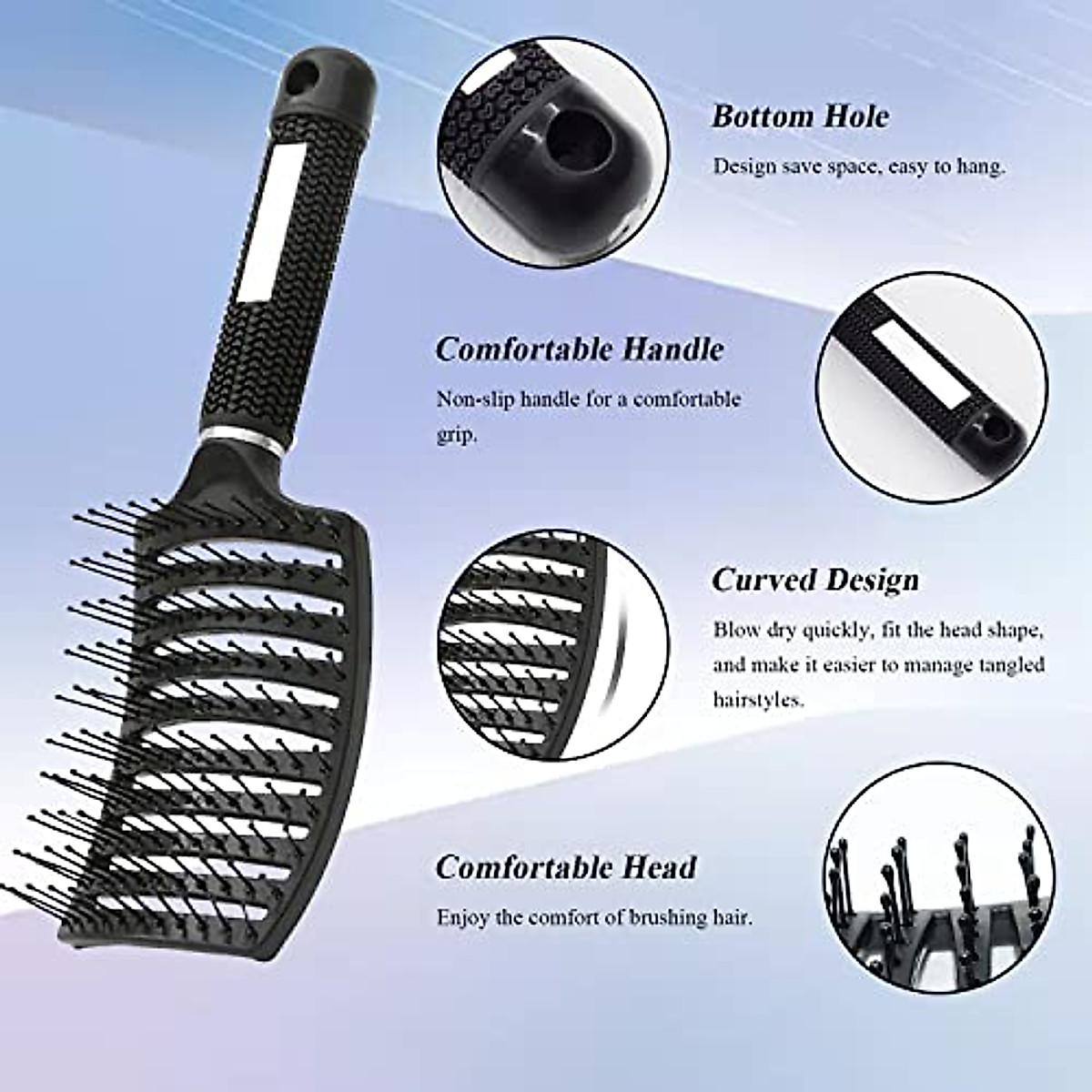 Hair Brush Detangling Curved Vented Hair Brushes for Women Men Wet or Dry Hair, Styling Professional Paddle Vent Brush for Curly Thick Wavy Thin Fine Long Short Hair