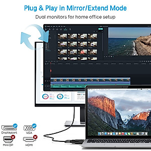 TECHTOBOX VGA to Displayport Cable VGA to DP Male to Male Cable Converter Support 1080P Full HD from PC Laptop Graphics Card to Monitor Display or Projector - 6.6FT
