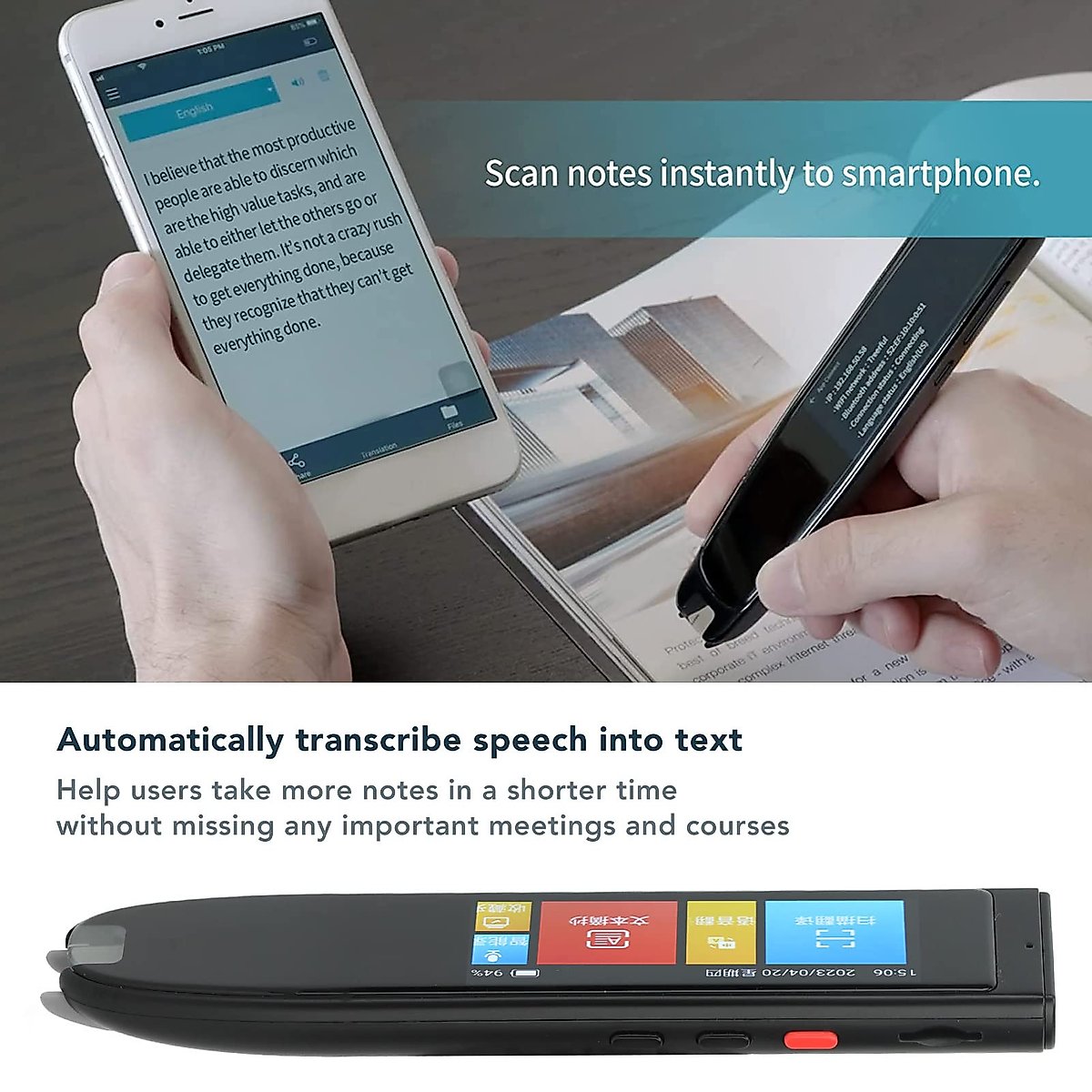 C Pen Text, PDAs Handhelds WiFi Light Weight Pen Reader Support 112 Languages Digital Reader Pen LCD Touch Screen Pen Scanner for Study Reading Exam Dyslexia Differences Tests Meet