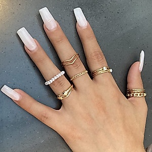 YEEZII 68 Pcs Gold Knuckle Rings Set for Women, Stackable Rings Boho Joint Finger Midi Rings Hollow Carved Crystal Stacking Rings Pack