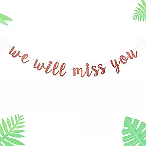 Morndew Rose Gold Glitter We Will Miss You Banner for Retirement Party Sign-Going Away Party Farewell Party Office Work Party Anniversary Celebration Party Decorations