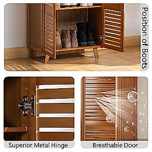 Suwoic Shoe Cabinet with 2 Doors for Entryway, 4 Tier Shoe Storage Cabinet with Boot Position, Freestanding Shoe Rack Storage Organiz for Closet, Living Room, Bedroom