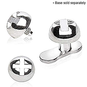 Covet Jewelry 316L Surgical Steel Screw Dermal Top (14GA, Ball Size: 6mm)