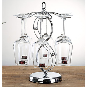 Homya Wine Glass Holder - Countertop Metal Wine Holder Vertical Wine Glass Display Rack for Bar Kitchen Table, Offers 6 Wine Glasses, Silver