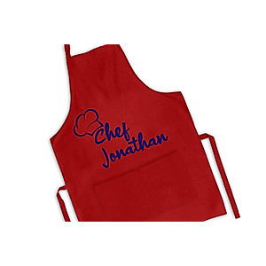 Personalized Chef Apron, Apron for Women or Men with Pockets, Cooking Aprons for Women, Chef Apron for Men, Custom Kitchen Apron Customized Woman Man Aprons, Personalized Gift for Dad or Mom
