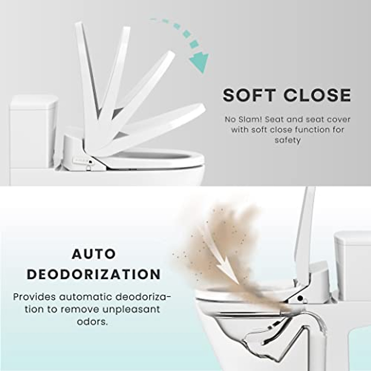 VOVO VB-4000SE Electric Smart Bidet Toilet Seat with Dryer, Heated Toilet Seat, Warm Water, Deodorization, LED, Full Stainless-steel Nozzle - White, Elongated