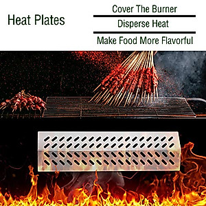 Damile Stainless Steel Grill Heat Plates Heat Shield Flame Tamer, BBQ Gas Grill Replacement Parts Accessories for Bull BBQ Grills, Angus, Brahma, 7-Burner, 4-Burner, 5-Burner, 17 10/16 x 5 8/16 inch