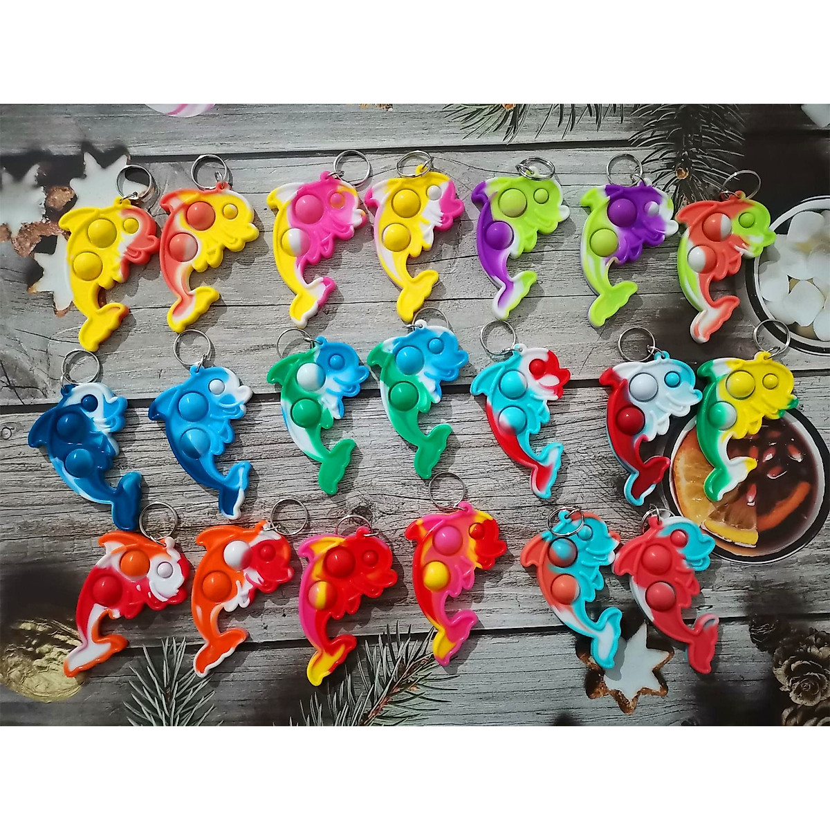 Roaqua (Students Gifts and Dolphin Party Favors) 20 Packs Bulk Mini Pop for Kids,Cool Shape Sensory Small Bubble Fidget Tools