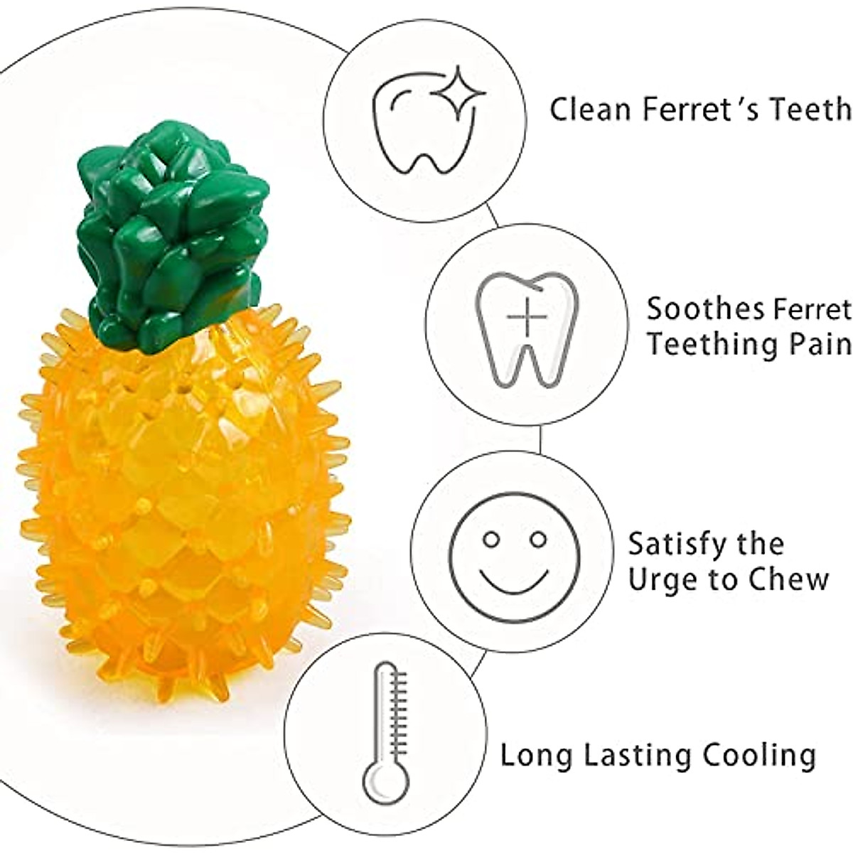 HAICHEN TEC 3 Pack Ferret Cooling Chew Toys, Frozen Fruit Shape Teething Toy for Ferret, Durable Bite Resistant Summer Interactive Squeaky Toys Pet Treat Training Tools for Small Animal (3 Pack)