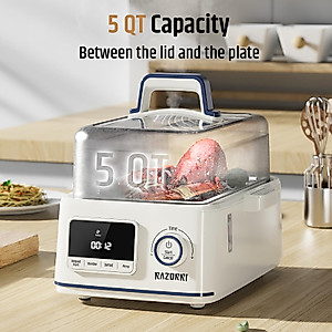 Razorri Electric Food Steamer 5-Quart Stainless Steel with Timer, 24H Delayed Start, Auto Keep Warm, and Large 68 Oz Water Capacity - Ideal for Cooking Healthy Vegetables, Poultry, Fish, Meat and more