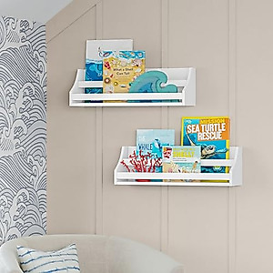 RiverRidge Kids Book Nook Wall Bookshelf Set (2 Pack) - White Shelves for Nursery, Playroom and Living Room - Spacious Shelves for Favorite Books, Albums & Keepsakes - Easy Assembly & Mounting