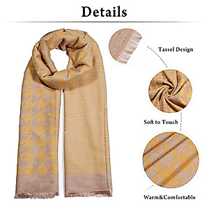 VANLINKER Soft Cashmere Feel Scarfs for Women Houndstooth Plaid Long Large Blanket Wrap Shawl for Fall Winter VL9306 Yellow